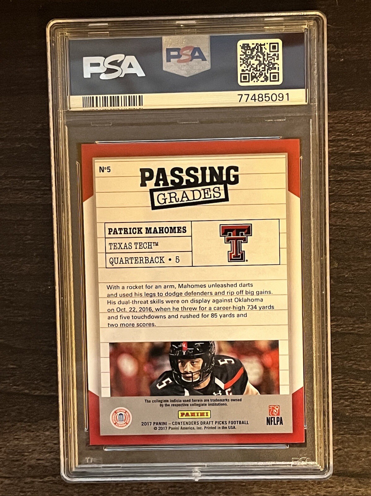 2017 patrick mahomes rookie card #5 Panini Contenders DP Passing Grades ...