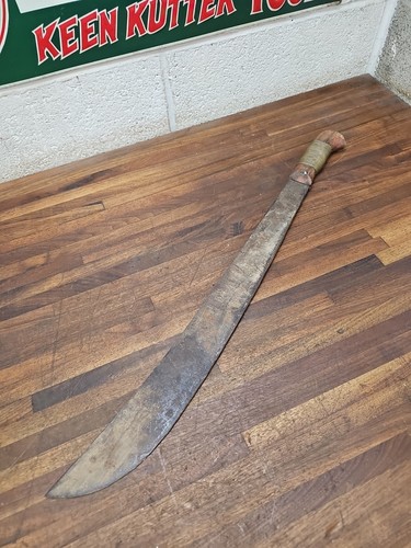 K947- Antique 25" Machete Knife with wrapped brass handle - Farm Tool ...