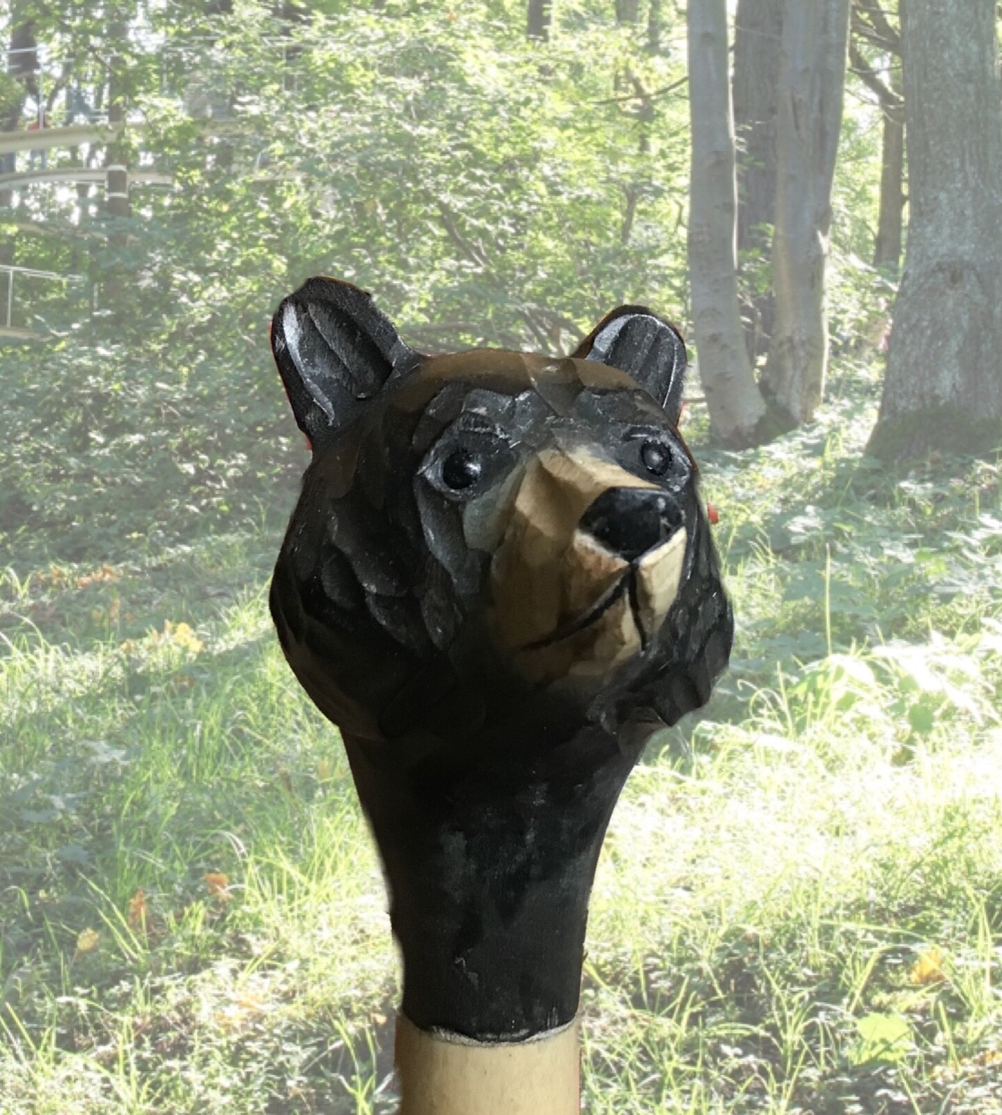 New Redbird Bluebird Owl Eagle Bear Walking Stick Cane Wood Hand Carved ...