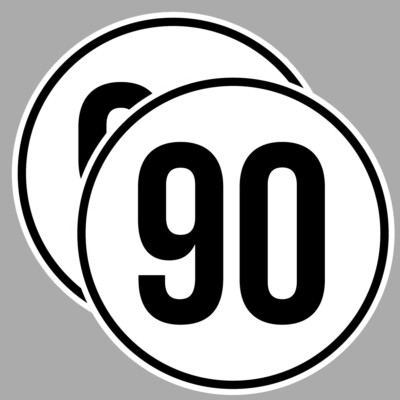 SET DE 2 STICKERS VITESSE LIMITE 90KM/H REMORQUE CAMION CARAVANE 20cm ...
