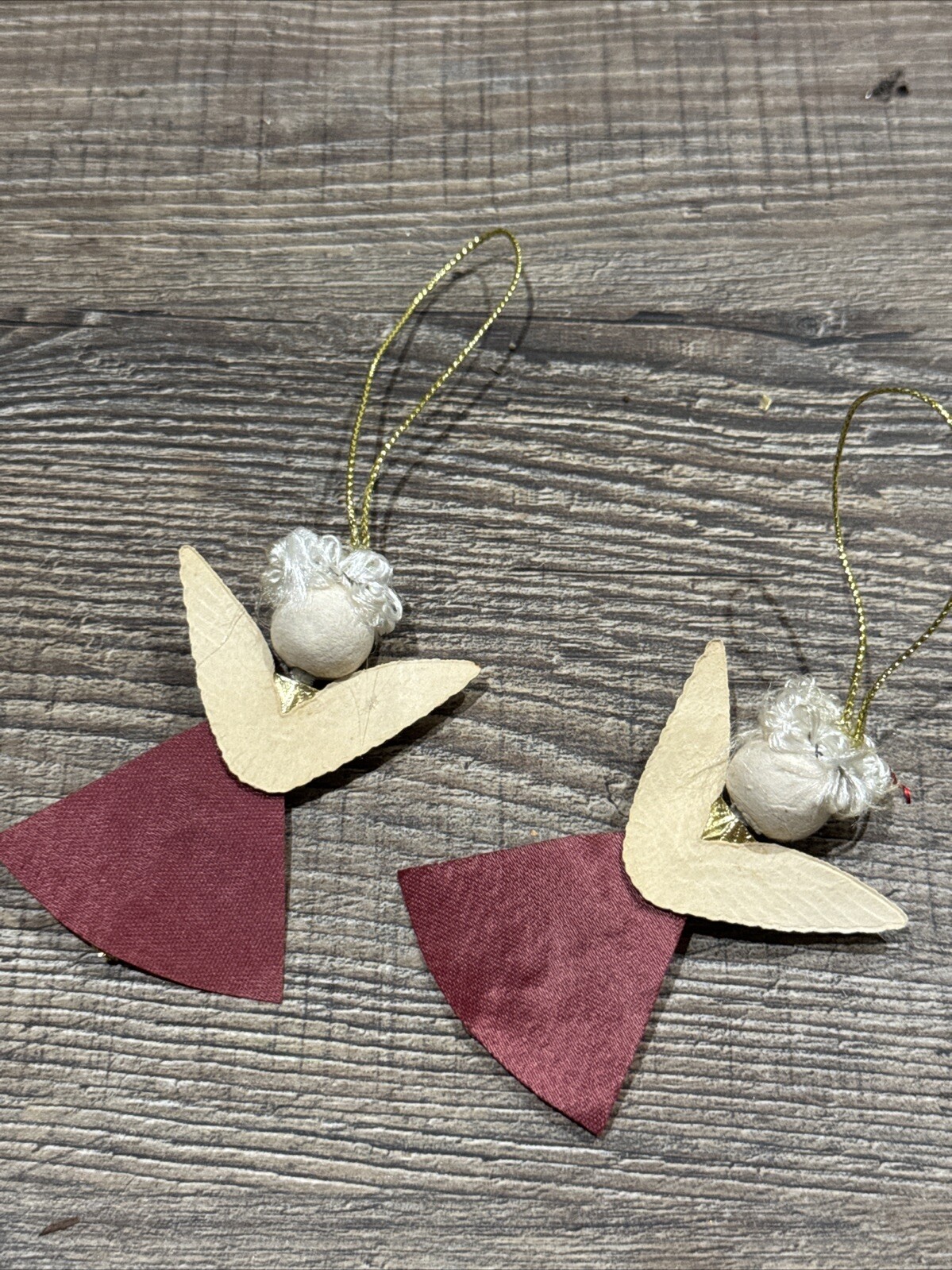 Vintage Angel Christmas Ornament Cotton Spun HH Head Foil Wings Flocked ...