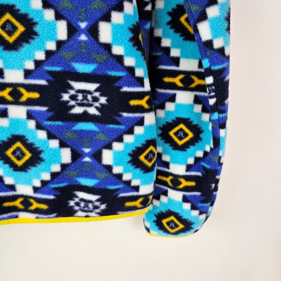 WeSC Sweden Unisex S/M Aztec Polar Fleece Full-Zip Jacket Blue/Yellow ...