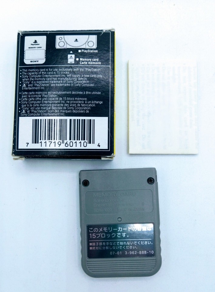 Boxed Official Sony PlayStation PS1 Memory Card Grey SCPH-1020 Inc ...