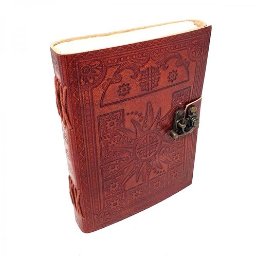 Sun Design Embossed Leather Latched 5x7" Blank Journal Diary Poetry ...