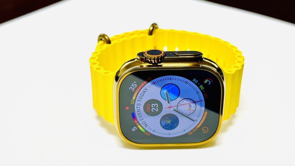 49MM Apple Watch ULTRA Custom Polished GOLD with Yellow Ocean Band | eBay