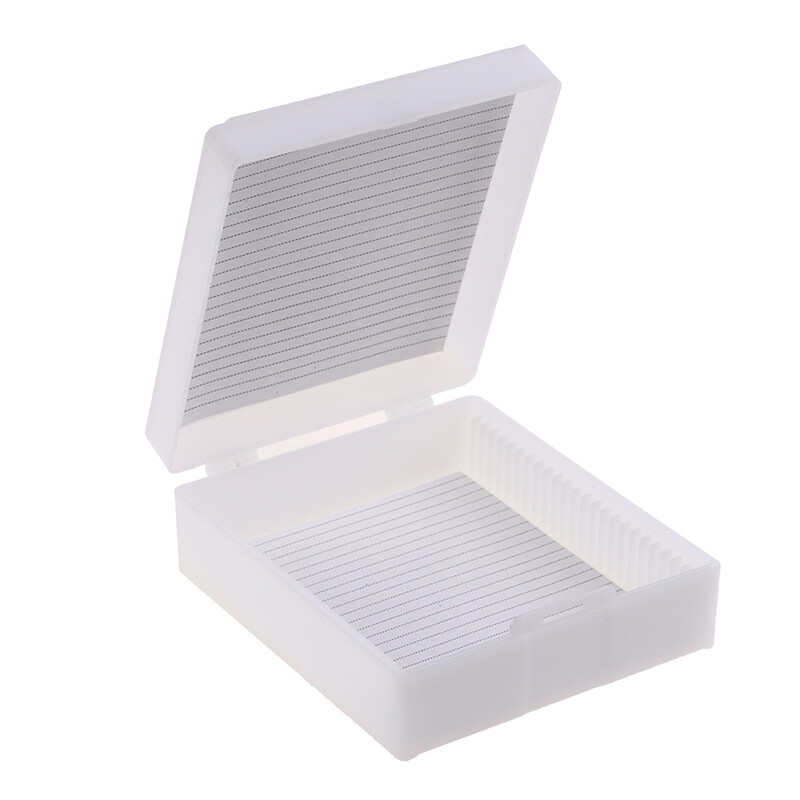 Plastic Microscope Glass Slide Box 25pcs Biological Slices Storage Case ...