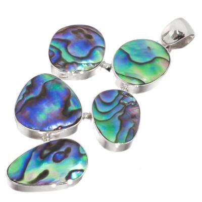 925 Silver Genuine Blue Green Paua Abalone Shell Sterling Pendant, 2 1/ ...