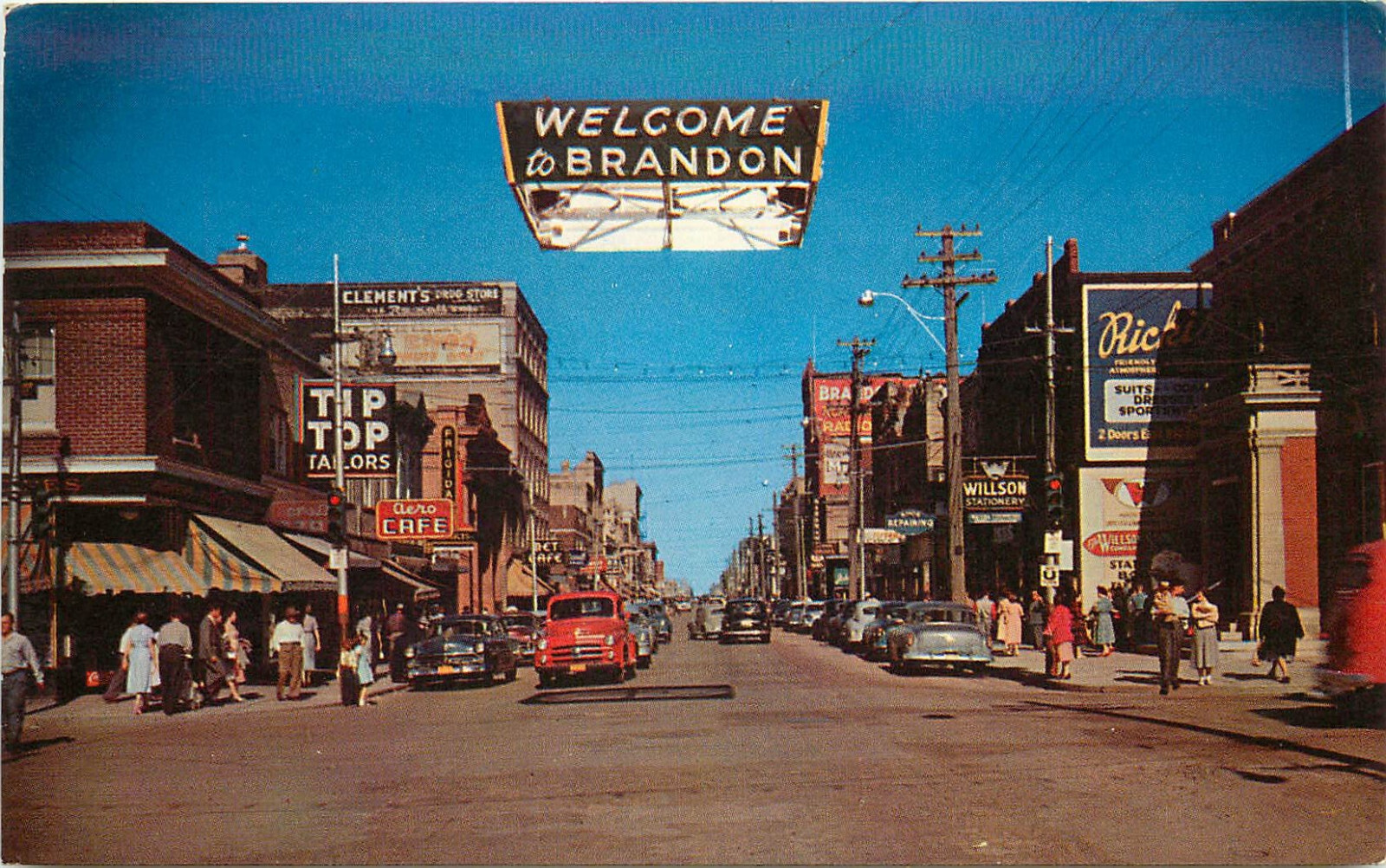 Postcard Rosser Ave Brandon Manitoba Canada Tip Top Tailors Willson ...