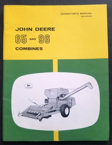 John Deere Modela 65 and 96 Combines Operators Manual | eBay