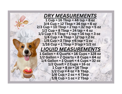 Corgi Dog Measuring Chart Magnet Kitchen Baking Guide | eBay