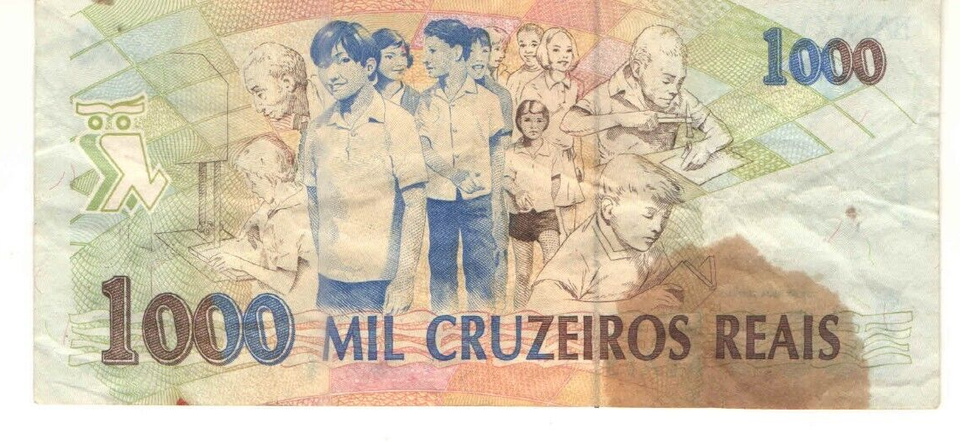 Brazil Paper Money Banknote 1000 Cruzeiros Reais 1993 - C238 ...