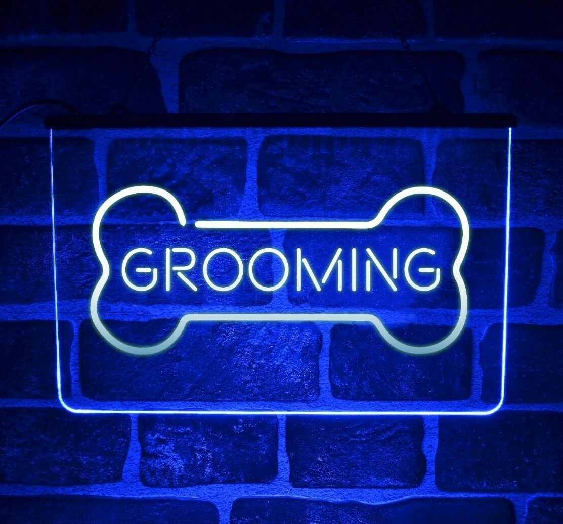 Dog Grooming LED Neon Light Sign | Pet Groomers Salon Open Shop Window ...