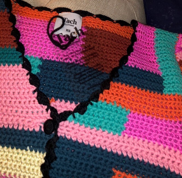 NWT $315 TACH TINI CROCHET MULTI COLORBLOCK STRIPE HAND KNIT CARDIAN ...