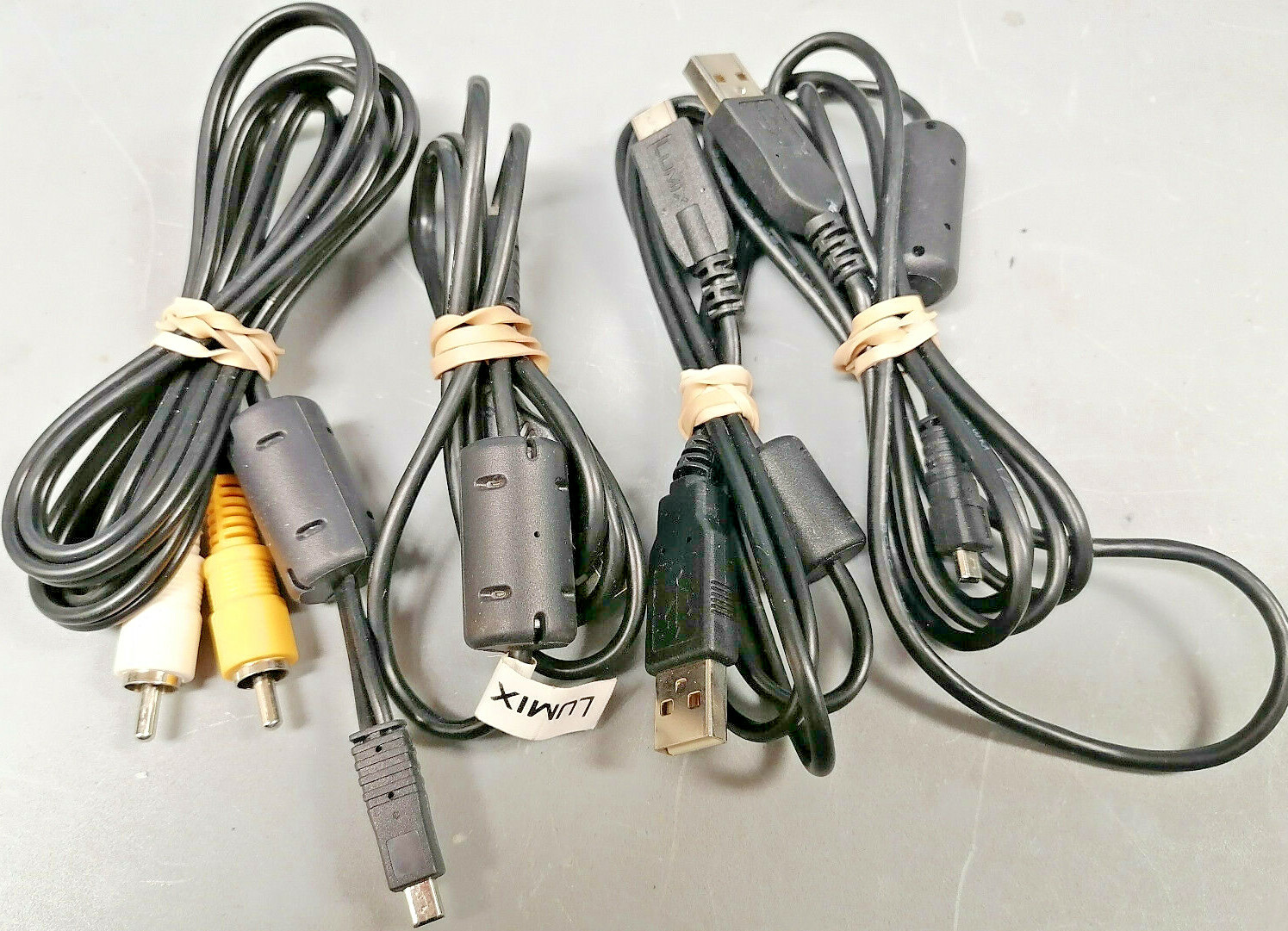 Lot of 4 Panasonic Lumix Cables 1 Sync Cable 2 PwrOn Cables 1 A/V Cable ...