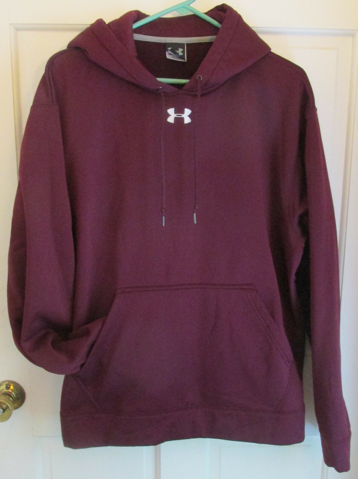 Under Armour Men's Maroon Center Logo Long Sleeve Hooded Sweatshirt ...