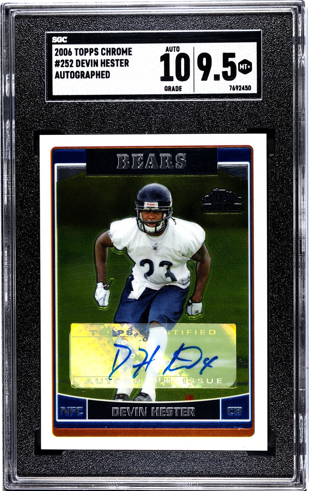 2006 Topps Chrome Devin Hester Rookie Autograph SGC 9.5 Mint+ Auto 10 ...