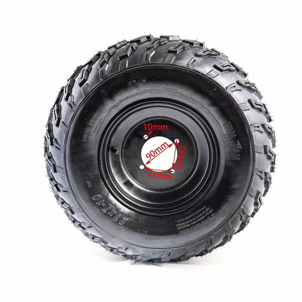 Pair 23x7-10 23x7x10 Tire Rim 4 Lug Wheel Quad ATV AT 6 Ply Go Kart UTV ...