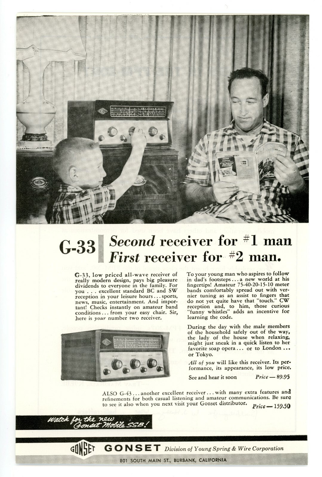 QST Ham Radio Magazine Print Ad for GONSET Receiver G-33 (9/59) | eBay