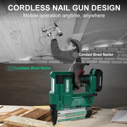 KIMO 18 Gauge Nail Gun Battery Powered w/ 2 X 2.0Ah Battery, 2 IN 1 ...