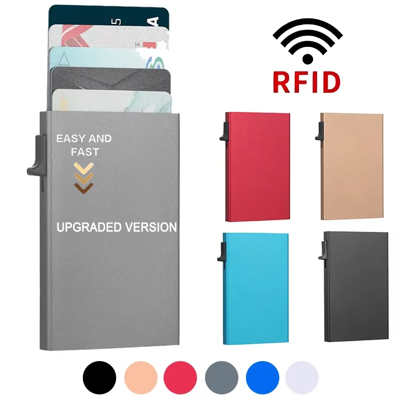 Mini RFID Blocking ID Credit Card Holder Business Thin Slim Aluminum ...