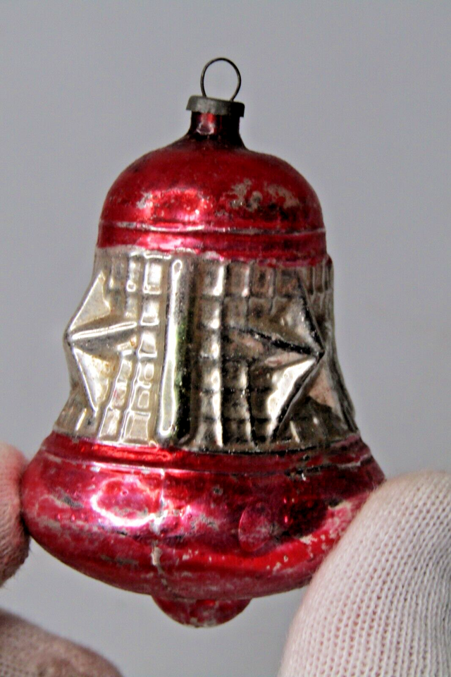 Vintage Glass Multiple Silvr Outdent STAR Embossed BELL Christmas Ornament Japan | eBay