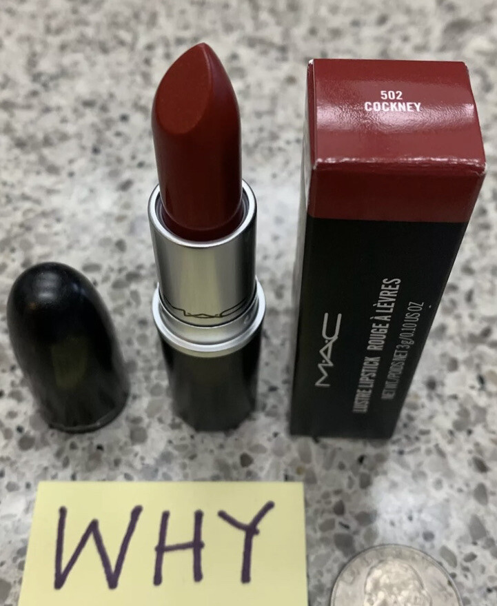MAC Lustre Lip Care Lipstick 502 COCKNEY (Sheer Red w/ Pearl) Lustrous ...