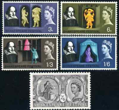 Great Britain #402-406 Shakespeare Queen Elizabeth 1964 Festival Set | eBay