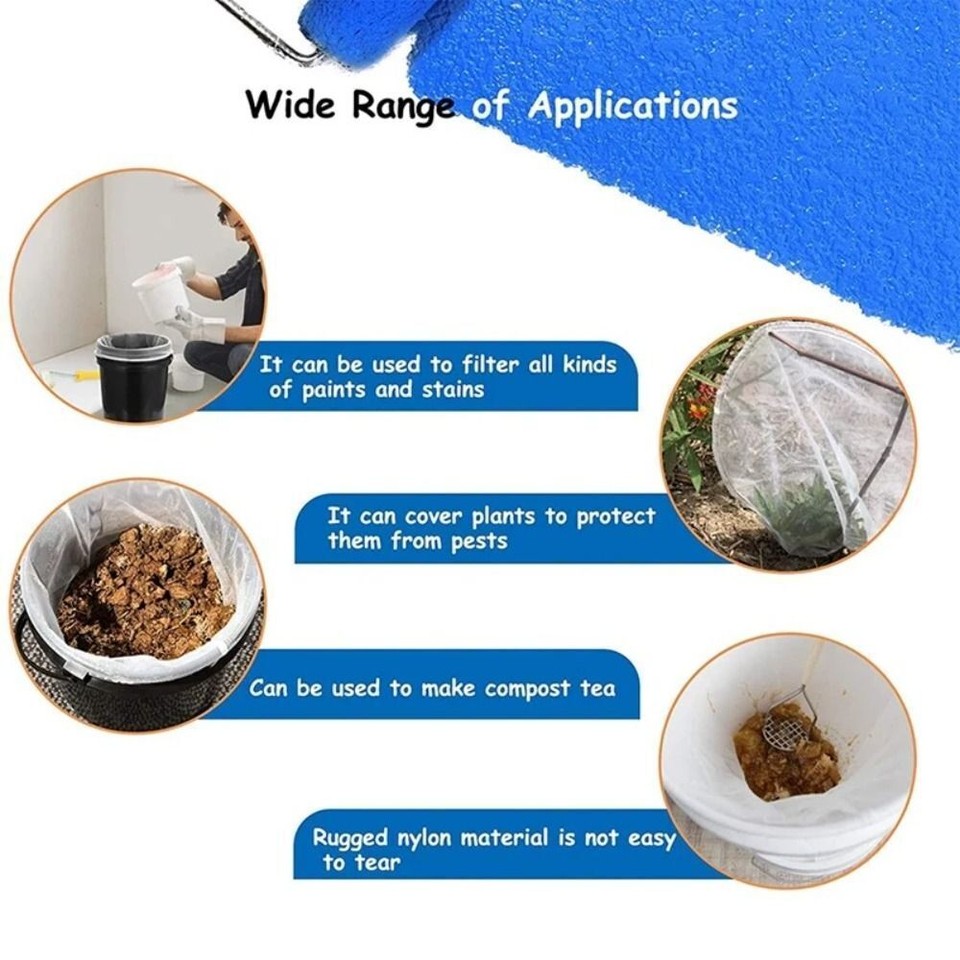 5Pcs Fine Mesh Paint Screen Net Dacron Filter Bag New Paint Strainer ...