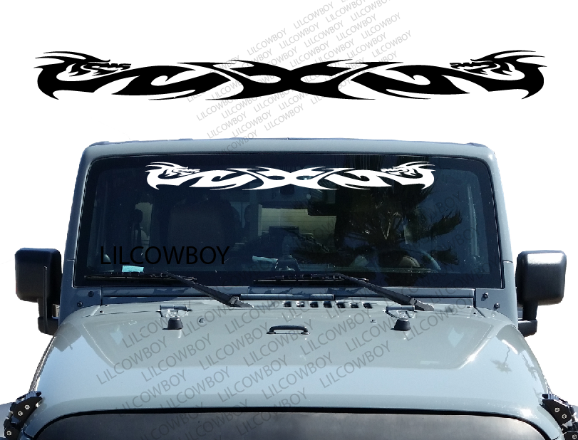 Dragon Tribal Windshield Banner Decal Back window Sticker fits Jeep Ram ...