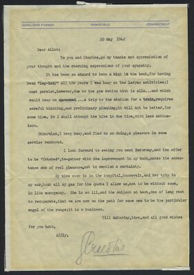 Geraldine FARRAR (Actress, Singer): 1942 Typed Letter Signed | eBay
