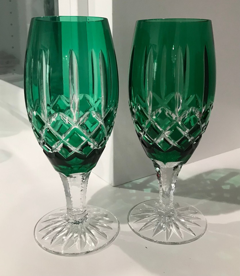 1 ARABELLA EMERALD CASED CUT TO CLEAR ICED BEVERAGE TEA WATER GOBLET | eBay