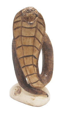 Snake Hissing Cobra Hand Carved Clay Yin Yang 8" High Handmade Clay ...