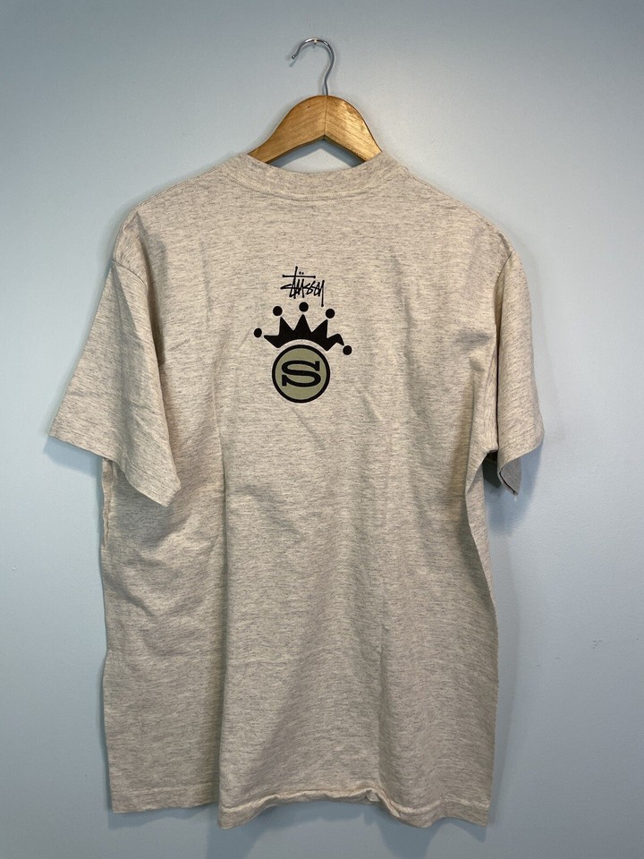 Vintage Stussy 80’s GREY Single Stitch T-Shirt Front Back Center Logo ...