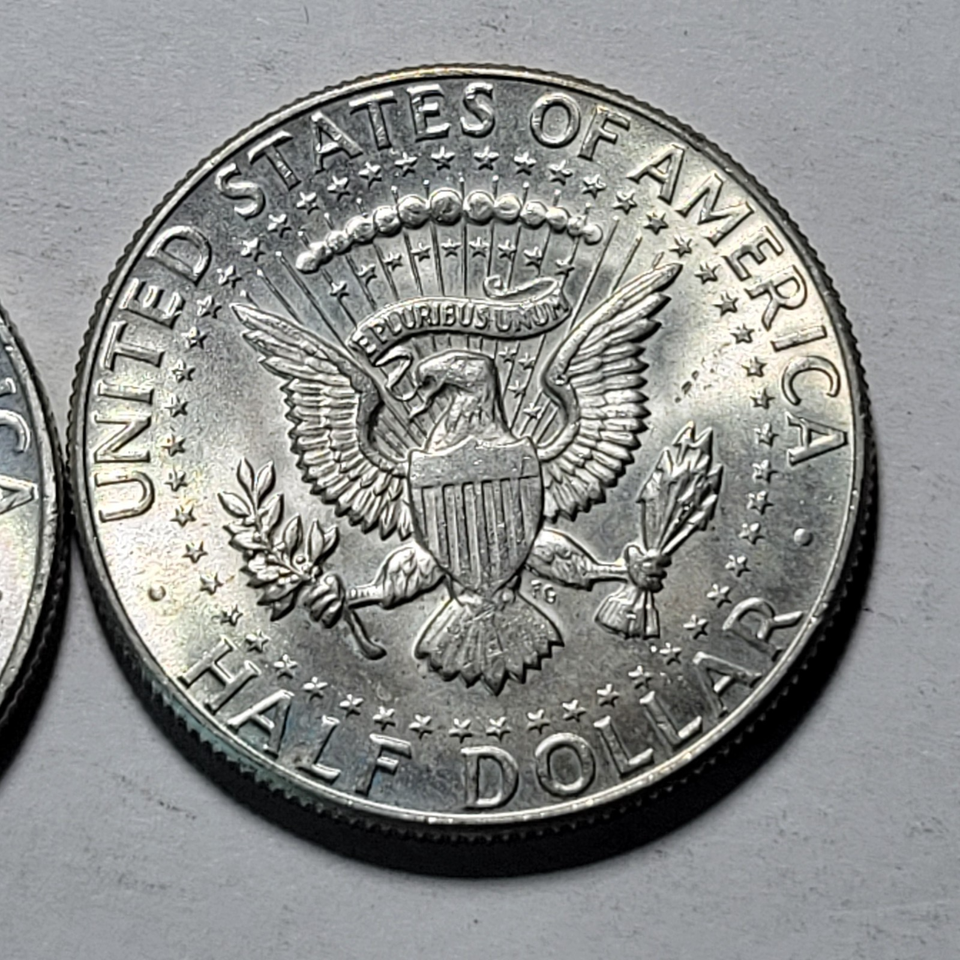 1964 & 1965 JFK Kennedy 50c Half Dollar 90%+40% Silver 2-Coin Set ~Hi ...