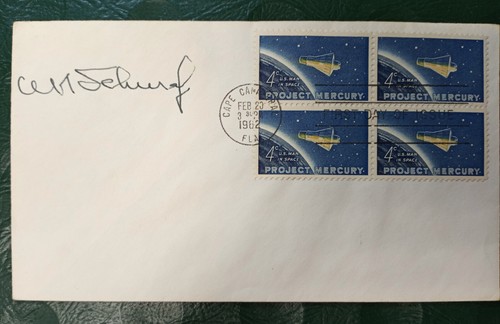 Early Wally Schirra Jr Signed FDOI "Project Mercury" Stamps (4 ...