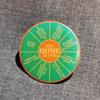 LMH Pinback Pin HOME DEPOT Employee SLOGANS Values Wheel Customer ...