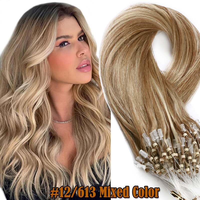 Micro Ring Loop Hair Extensions Micro Beads 100% Real Human Hair Link ...