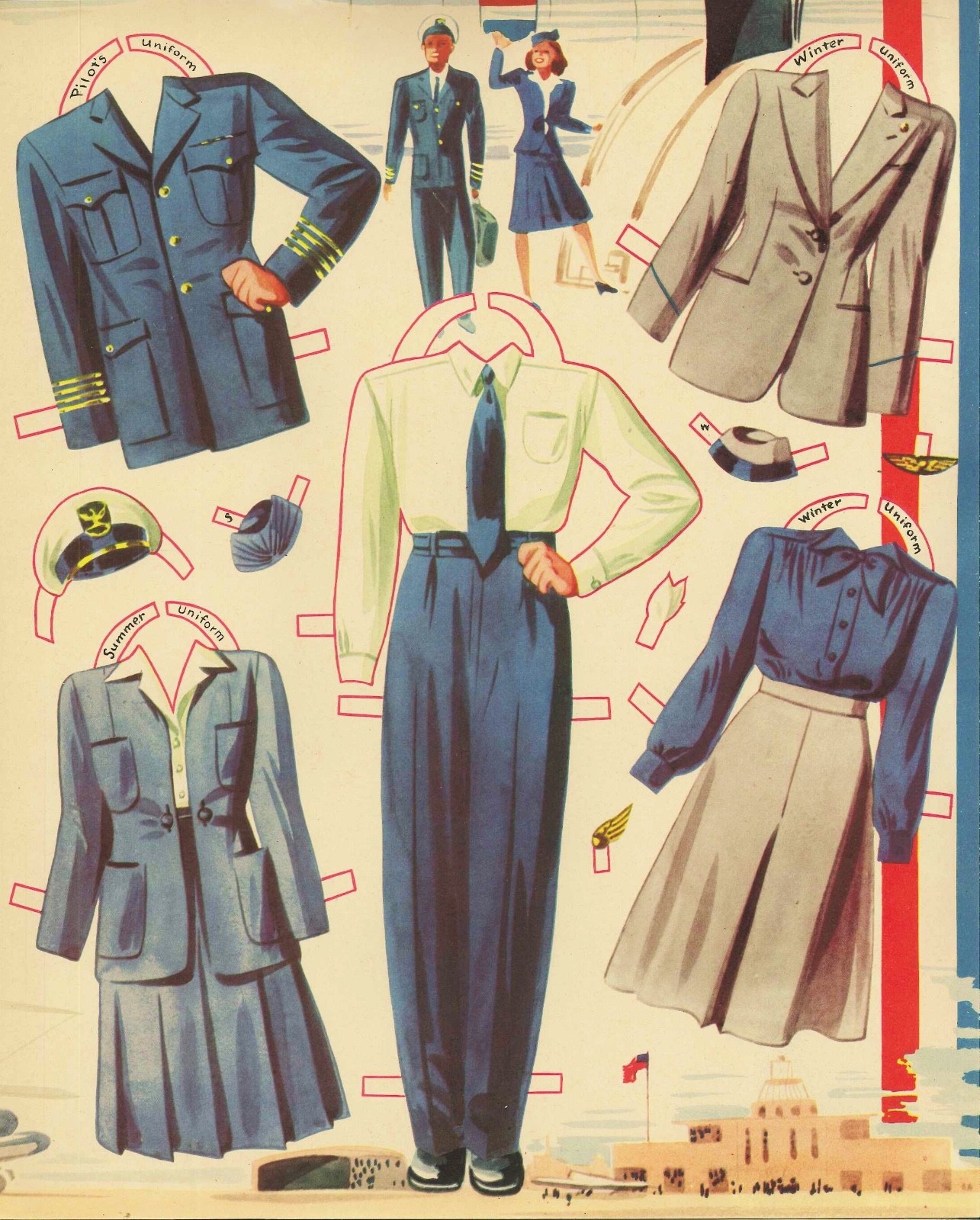 VINTAGE 1941 AIRLINER PAPER DOLLS ORIG SIZE UNCUT REPOR READ ALL | eBay