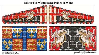 28mm Medieval Wars of the Roses Paper Flags Edward Prince of Wales ...