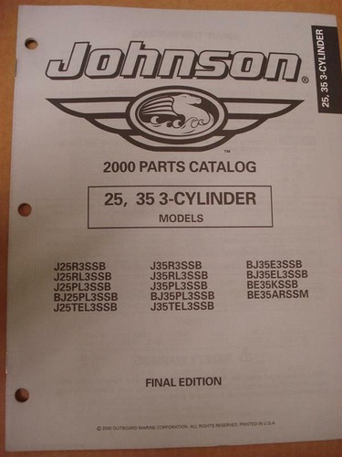 2000 Parts Catalog, Johnson 25, 35 hp 3 Cylinder Models | eBay