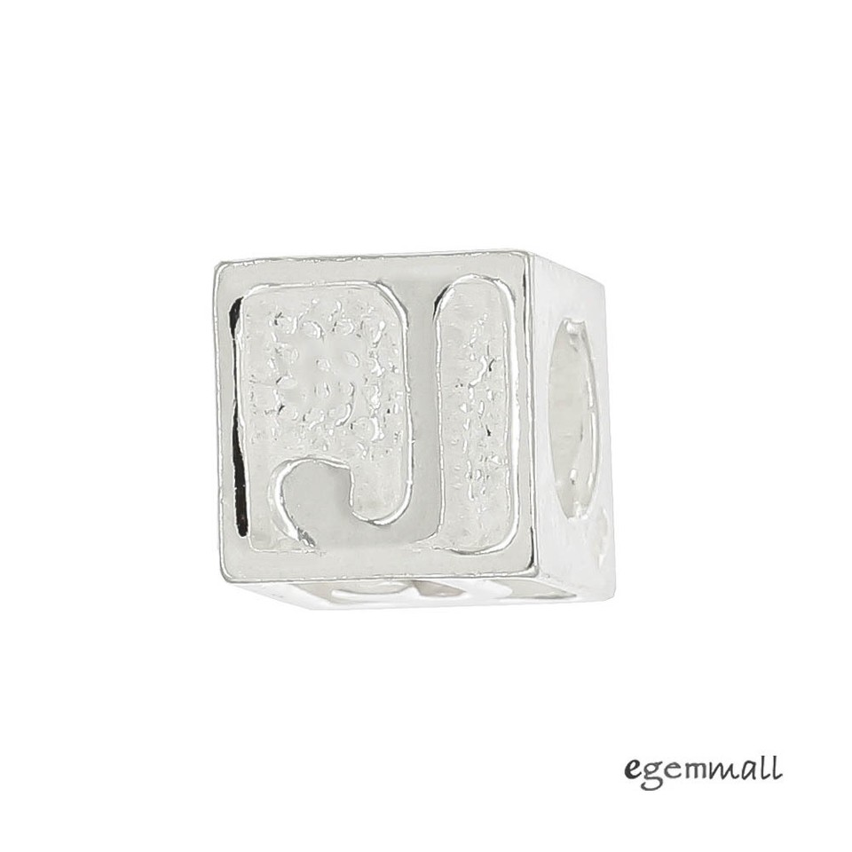 1 Sterling Silver Alphabet Initial Letter Cube Charm Bead Fit European ...