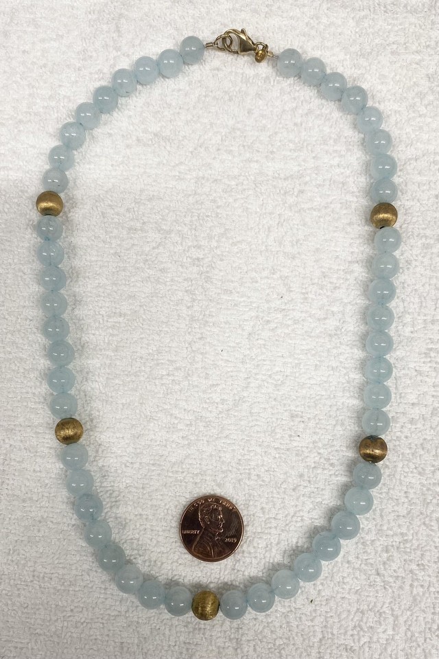 Lirm Sterling Silver Vermeil Chalcedony Beaded Necklace 17” Long | eBay