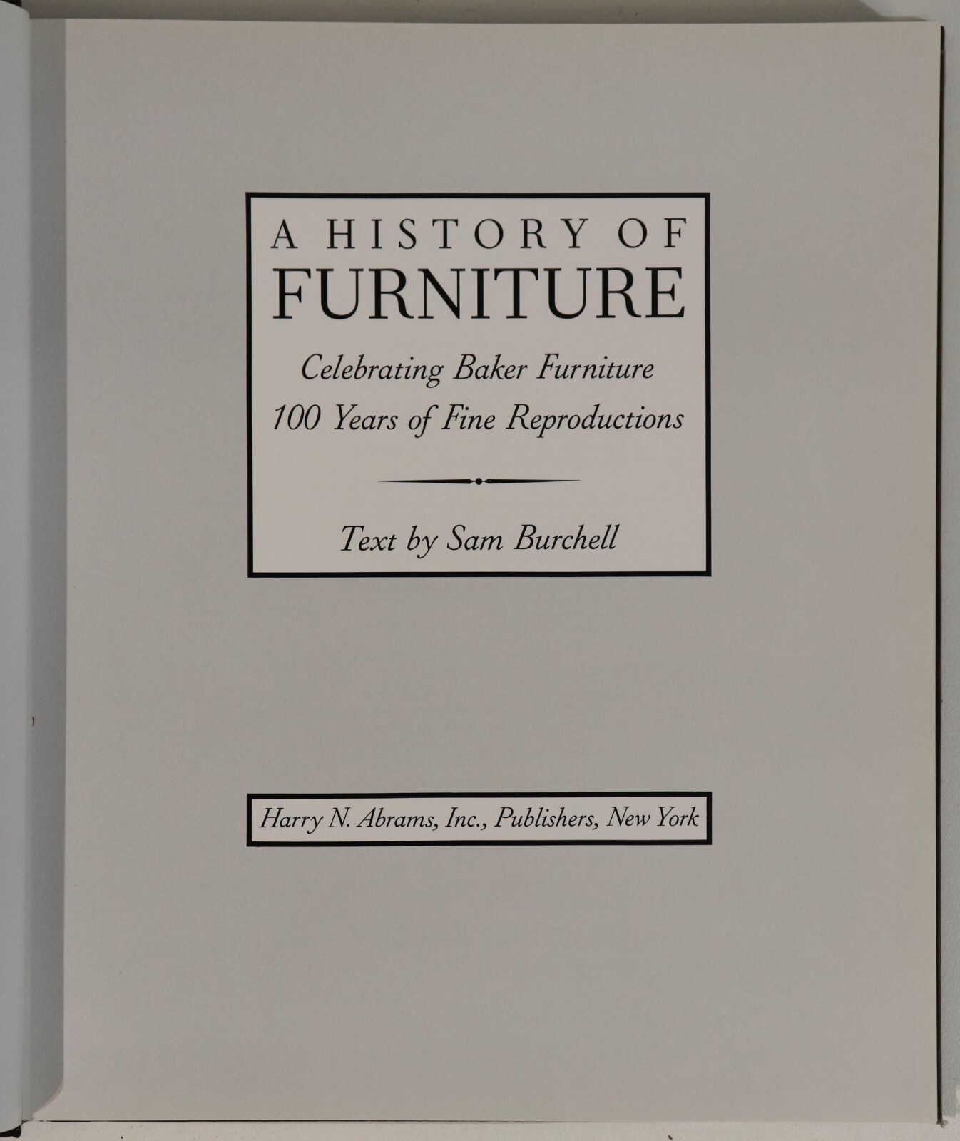 1991 A History Of Furniture by Sam Burchell Baker Furniture Reference ...