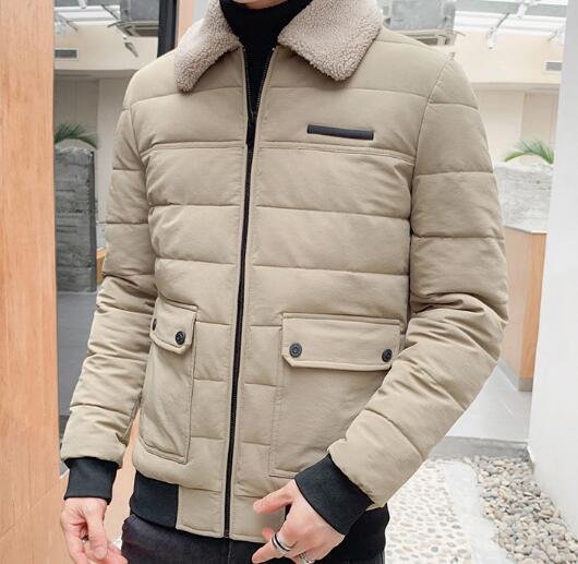 Men's Winter Plus Velvet Jacket Padded Jacket Lapel Casual Thickened ...