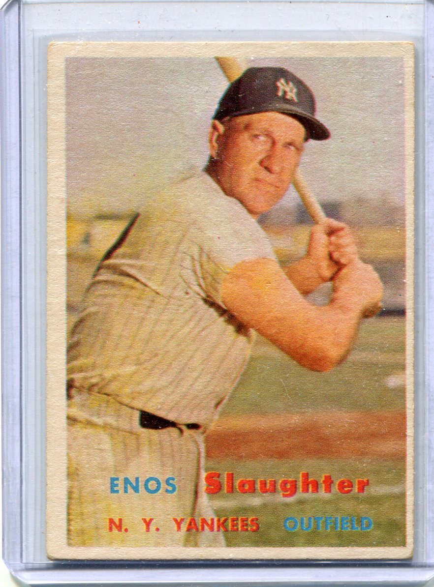 1957 Topps Baseball Card Enos Slaughter HOF New York Yankees Near Mint ...