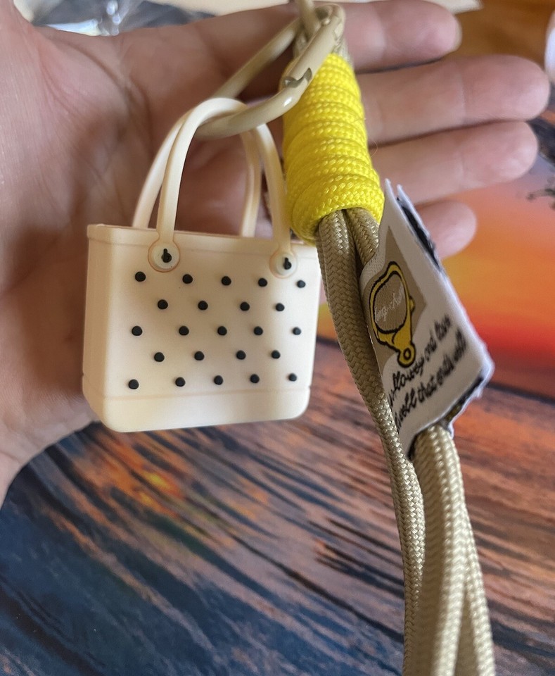 Tan And Yellow Bogg Bag Keychain Wristlet Chain Cord Mini Bogg Bag ...