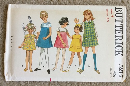 Vintage '60s Butterick Child's A Line High Waist Dress Cut Sewing ...