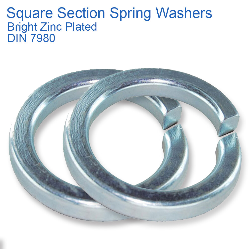 M14 - 14mm SPRING WASHERS SQUARE BRIGHT ZINC PLATED SQ COIL LOCK WASHER ...