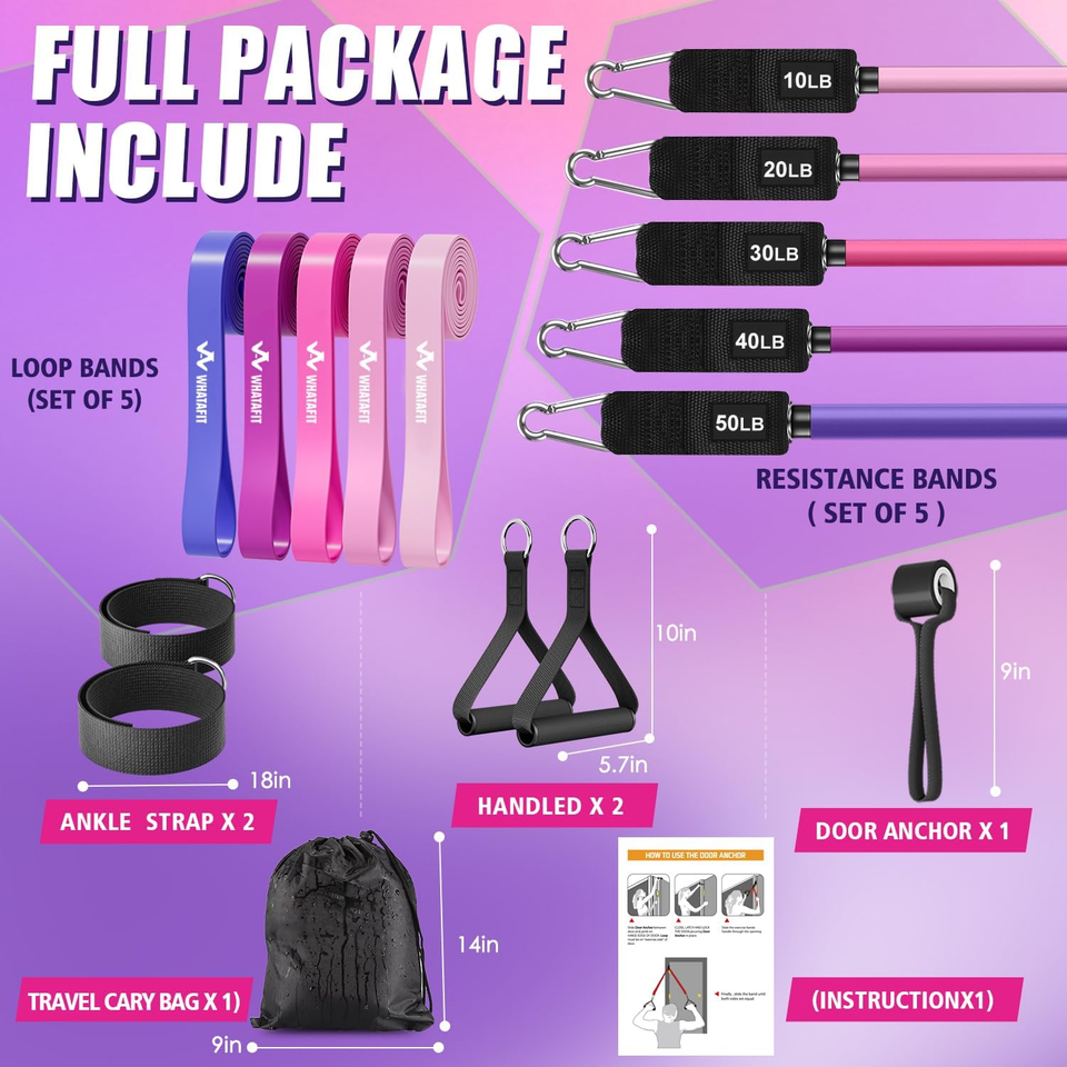 Resistance Bands Set Exercise Bands with Handles for Home Gym Workout ...