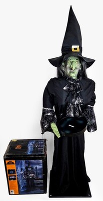 Gemmy Life Size Animatronic Halloween Witch Prop Candy Tray Trick Or ...